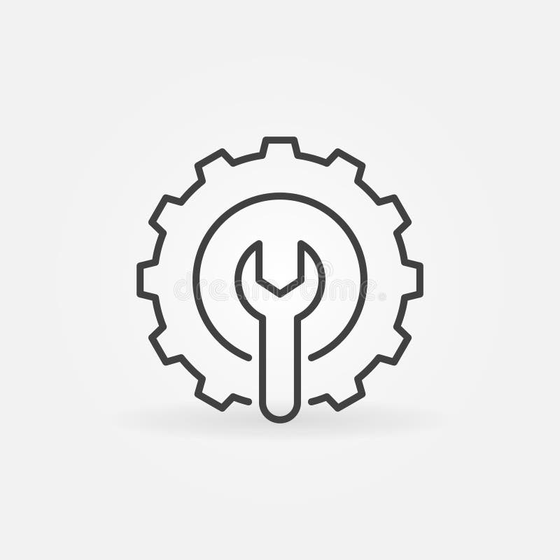 Spanner Inside Gear Linear Icon. Settings Vector Sign Stock Vector ... Spanner Inside Gear Linear Icon. Settings Vector Sign Stock Vector ...