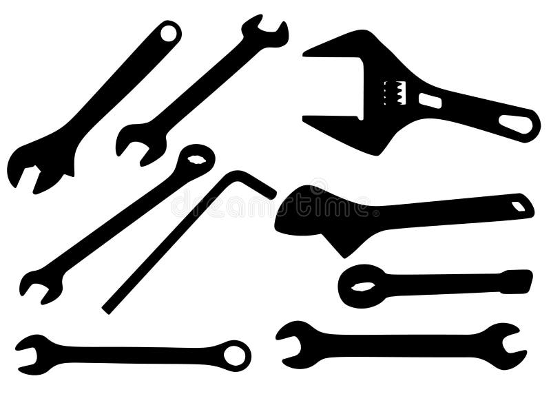 Spanner Keys, Adjustable and Hex Keys Stock Vector - Illustration of ...