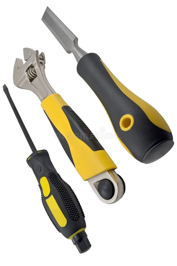 Spanner, Large Screwdriver and Chisel Stock Photo - Image of shiny ...