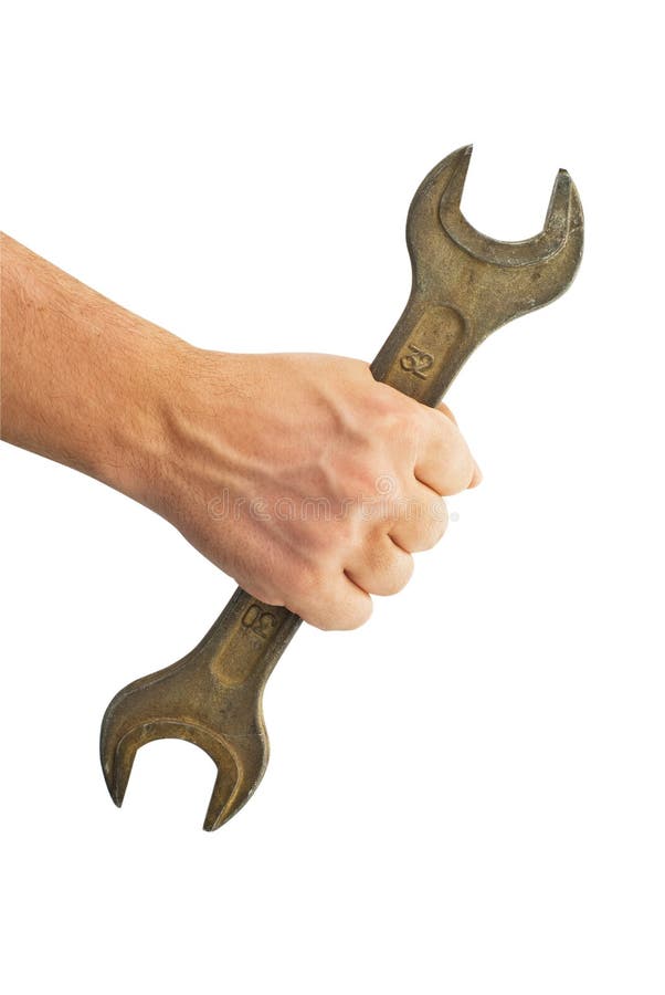 Spanner in a man s hand stock image. Image of close, strength - 10922289