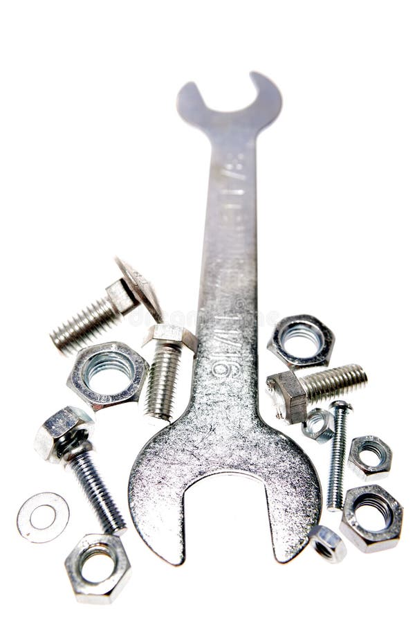 Spanner, nuts, bolts stock photo. Image of indoors, fasteners - 6829756
