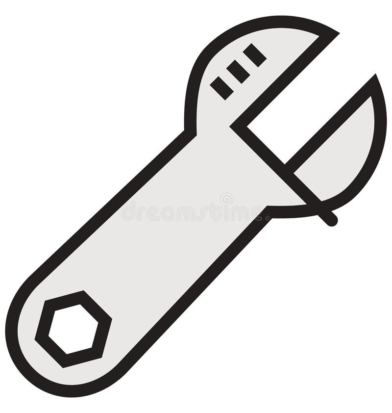 Spanner Outline and Filled Isolated Vector Icon that Can Be Easily ...