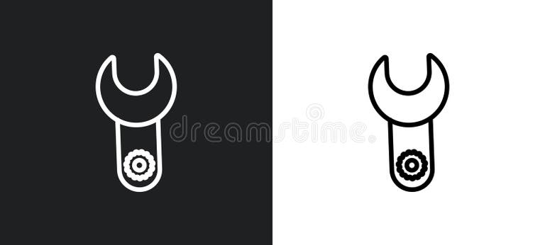 Spanner Outline Icon in White and Black Colors. Spanner Flat Vector ...