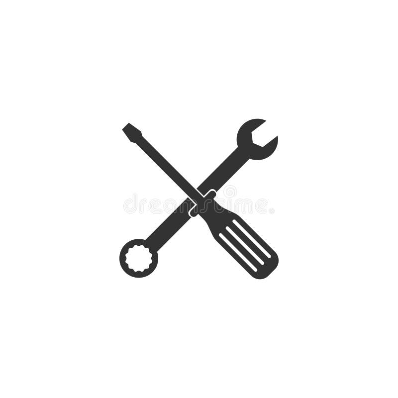 Spanner and Screwdriver Tools Icon Isolated. Service Tool Symbol Stock ...
