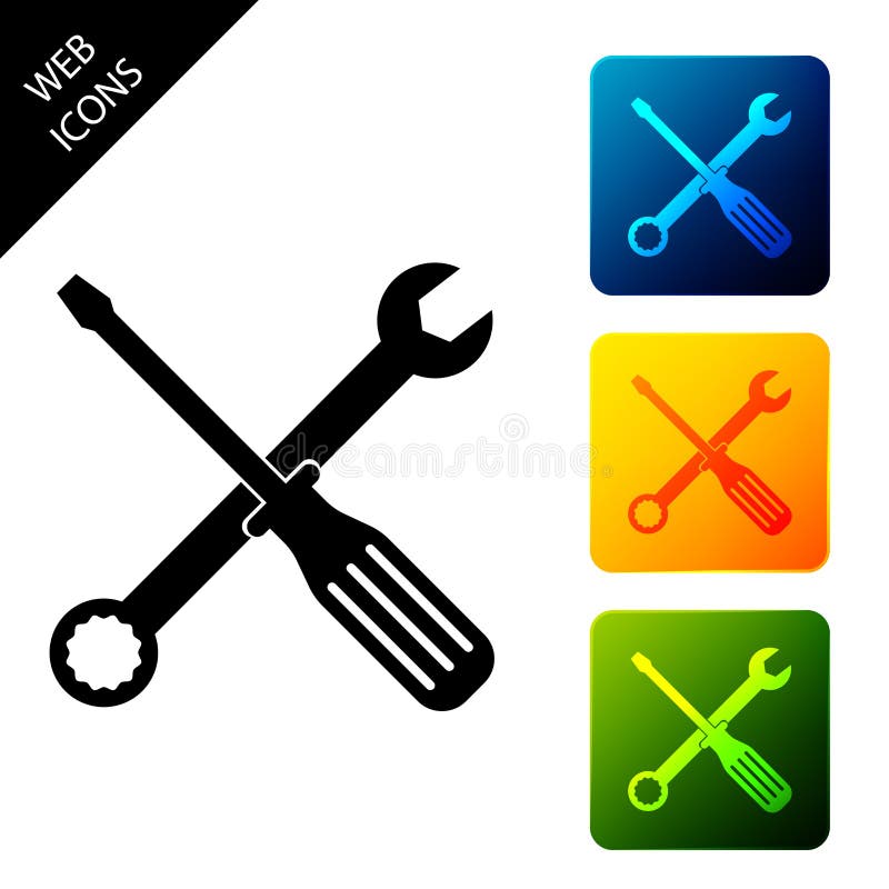 Spanner and Screwdriver Tools Icon Isolated. Service Tool Symbol Stock ...
