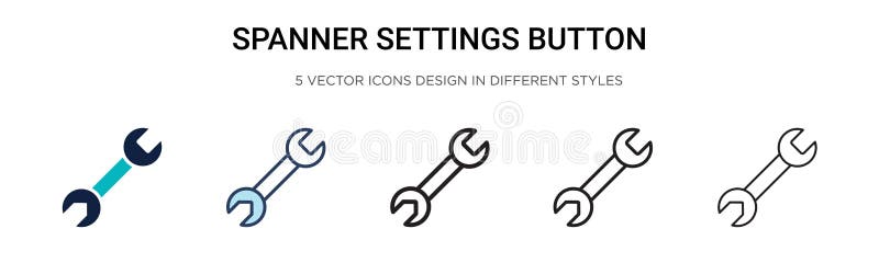 Spanner Settings Button Icon in Filled, Thin Line, Outline and Stroke ...