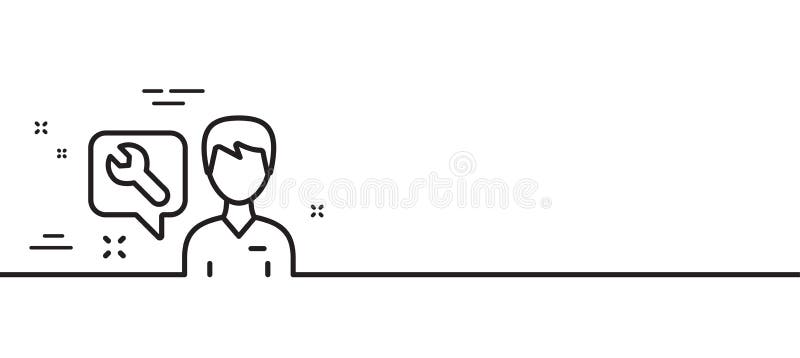 Spanner Tool Line Icon. Repairman Service Sign. Minimal Line Pattern ...