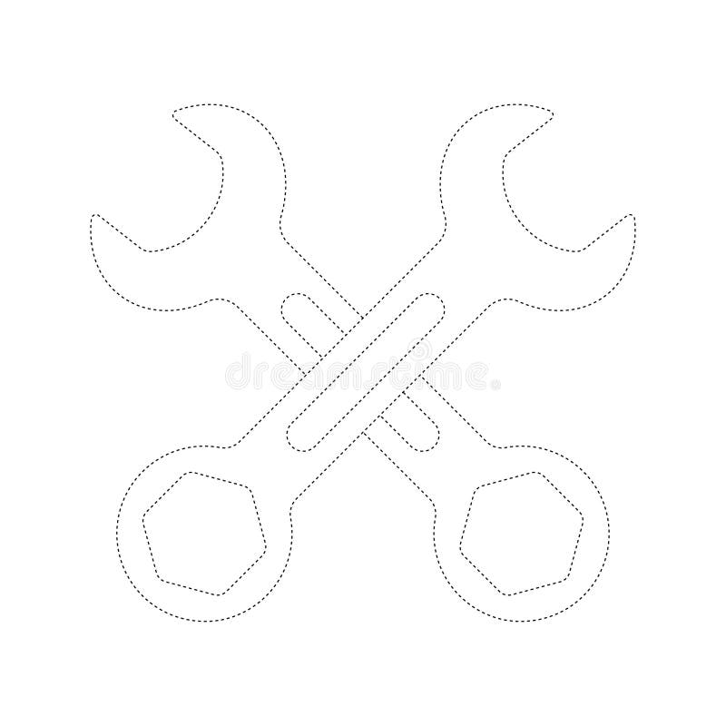 Spanner Tracing Worksheet for Kids Stock Vector - Illustration of baby ...