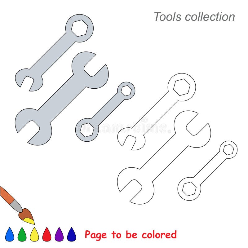 Spanner in Vector Cartoon To Be Colored. Stock Vector - Illustration of ...