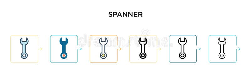 Spanner Vector Icon in 6 Different Modern Styles. Black, Two Colored ...