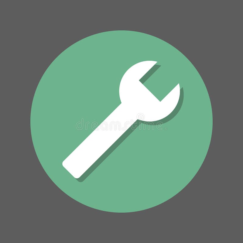 Spanner, Wrench Key, Repair Flat Icon. Round Colorful Button, Circular Vector Sign with Shadow ...