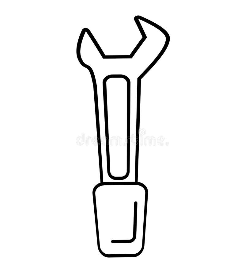 Spanner Wrench Mechanic Tool Outline Stock Illustration - Illustration ...