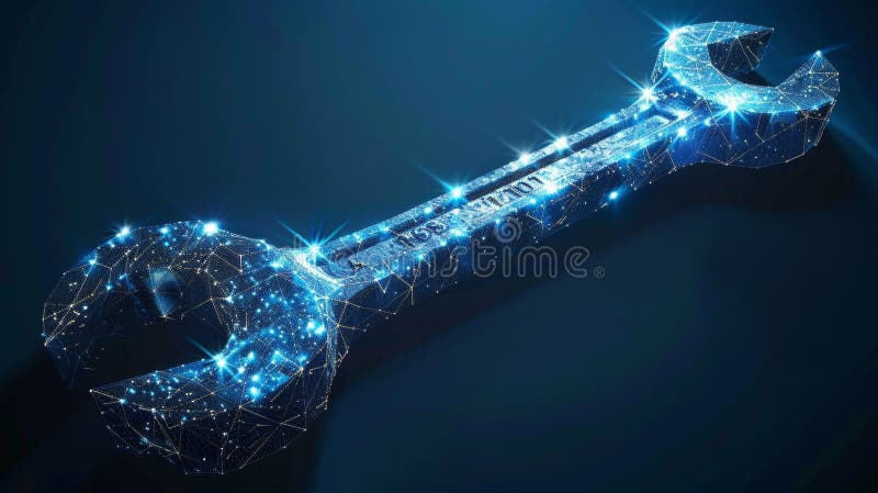 Spanner or Wrench Polygonal Modern Illustration - Monochrome Abstract ...