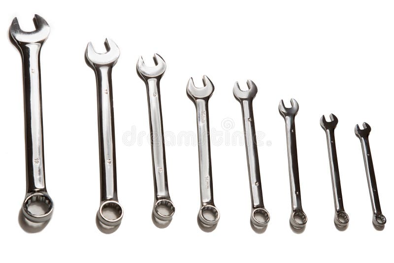 Spanners. Different Sizes. Isolated on White Background Stock Photo ...