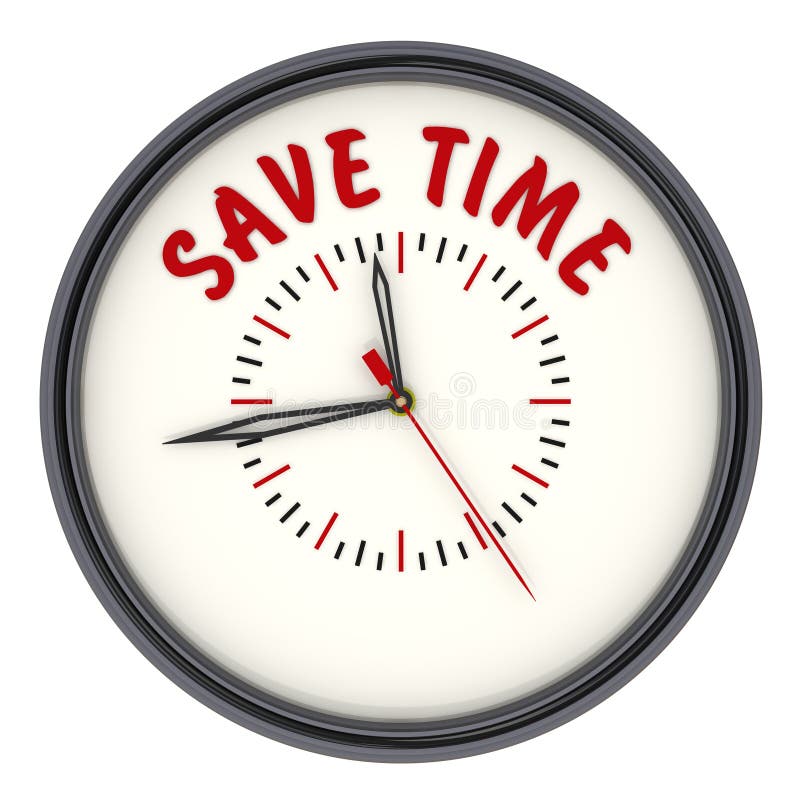 Spara tid Klocka med text stock illustrationer. Illustration av minut ...