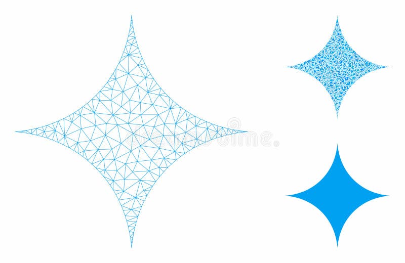 Sparcle Star Vector Mesh 2D Model and Triangle Mosaic Icon Stock Vector ...