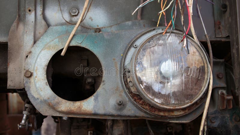 Installation of Optics for an Old Car Stock Photo - Image of auto ...