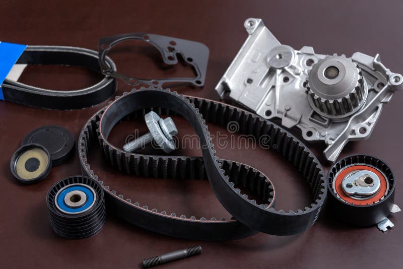 Kit of Timing Belt with Rollers and Pump Stock Photo - Image of service ...