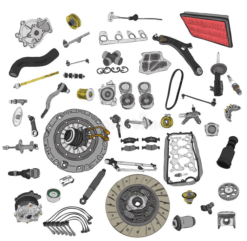 Spare Parts Car on the White Background Stock Photo - Image of gasket ...