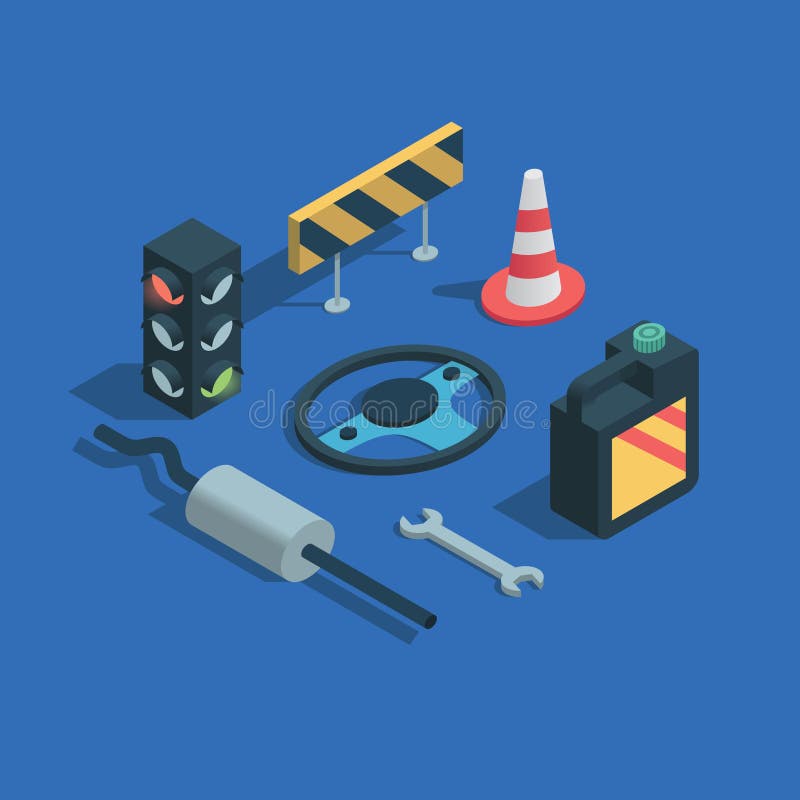 Spare Parts, Vector Isometric Illustration Stock Vector - Illustration ...