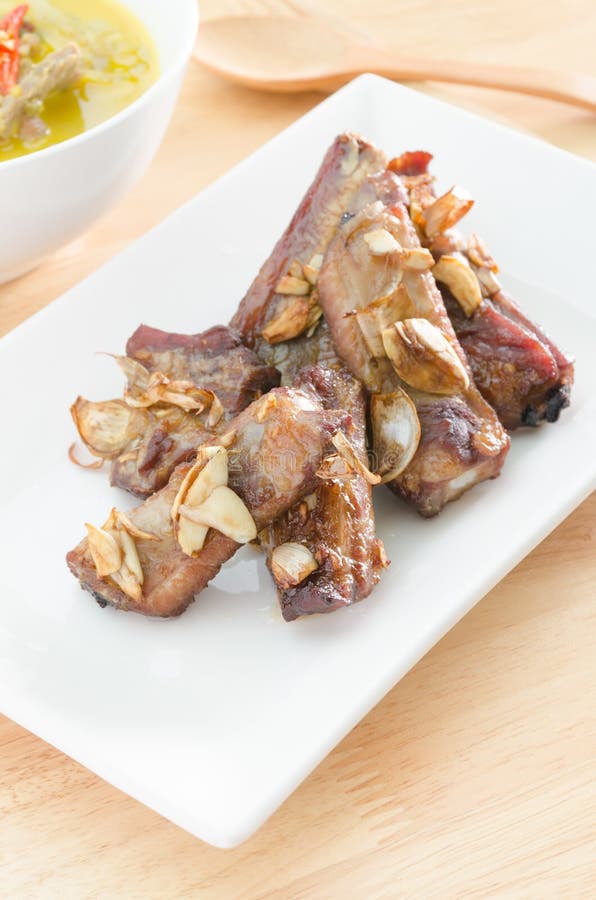 Spare Ribs Bake and Green Curry with Pork Stock Photo - Image of meat ...