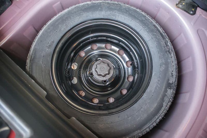 Spare Tire in the Modern Compact Car Stock Image - Image of accessory ...