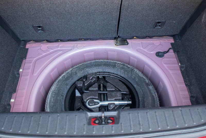 Spare Tire in the Modern Compact Car Stock Image - Image of accessory ...