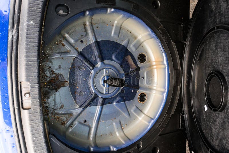 Spare Wheel Space Car, Trunk in the Car and Its Components. Stock Image ...