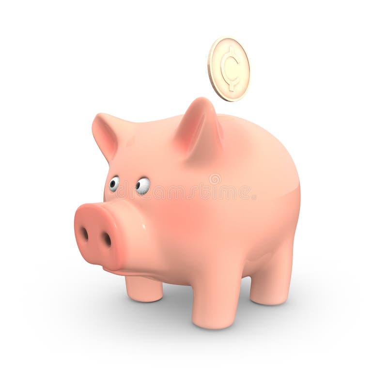 Spargris 3d och guld- mynt stock illustrationer. Illustration av affär ...