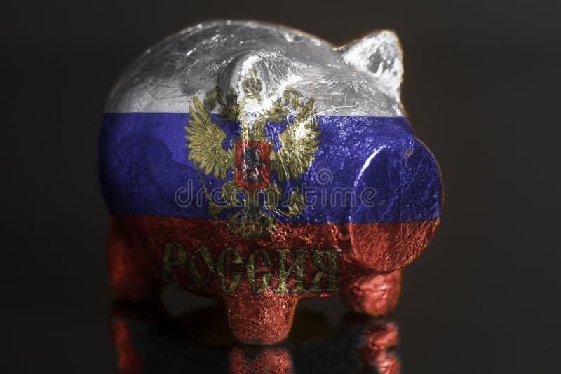 Rysk Flagga Med Emblemet Av Ryssland Fotografering för Bildbyråer ...