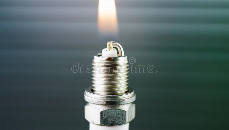 A Spark from a Car S Ignition is Lit Up Against a Dark Background Stock ...