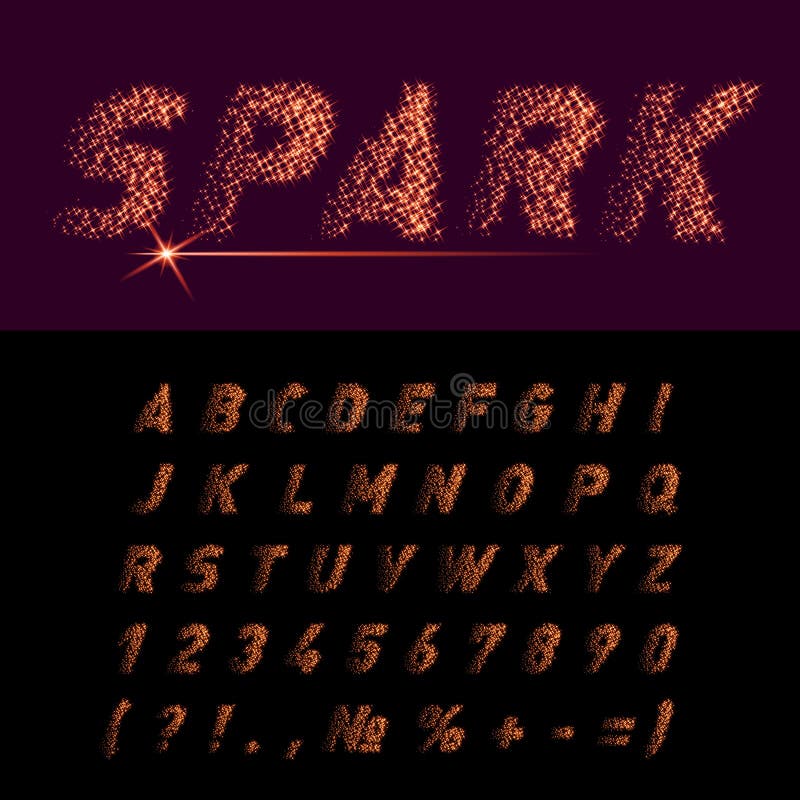 Spark Font stock vector. Illustration of shine, shiny - 67867318