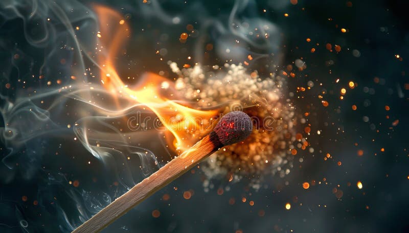 Spark Igniting Matchstick Catching Fire Symbolizing the Start of a ...