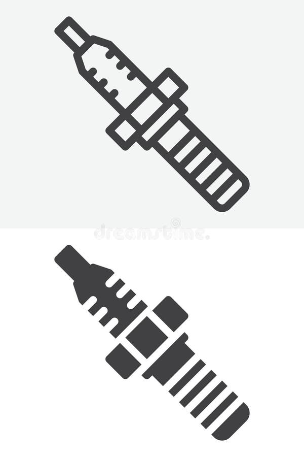Car Spark Plug Vector Icon Set in Line and Solid Style Stock Vector ...