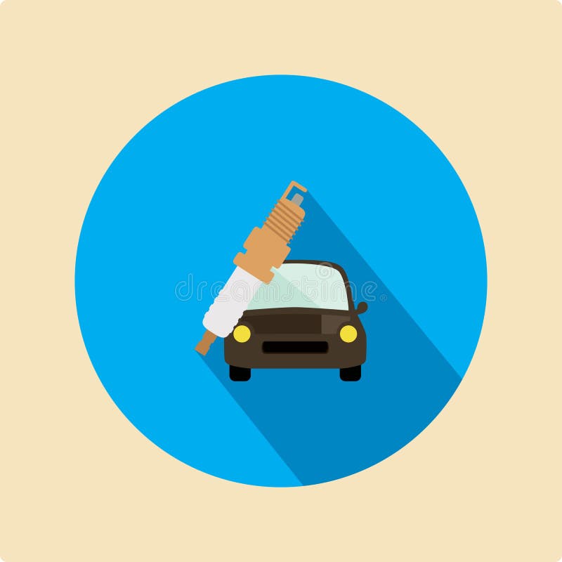 Spark Plug and Car. Vector Illustration Decorative Design Stock Vector ...