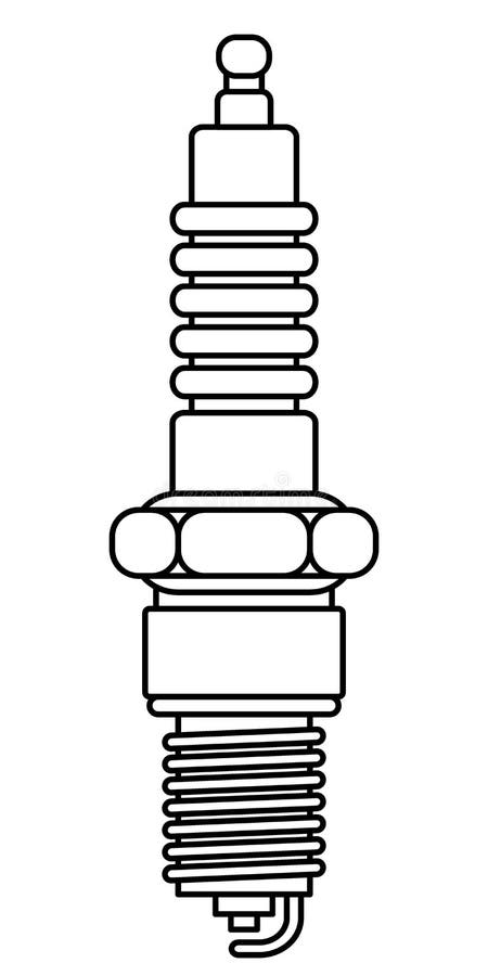 Spark Plug Contour Illustration Stock Vector - Illustration of tension ...