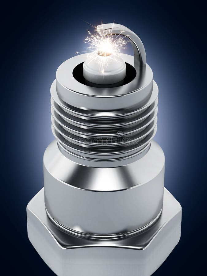 Spark Plug on Dark Background. 3D Illustration Stock Illustration ...
