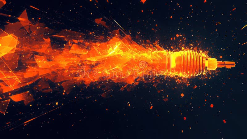 Spark Plug Igniting with Fiery Explosion Stock Image - Image of modern ...