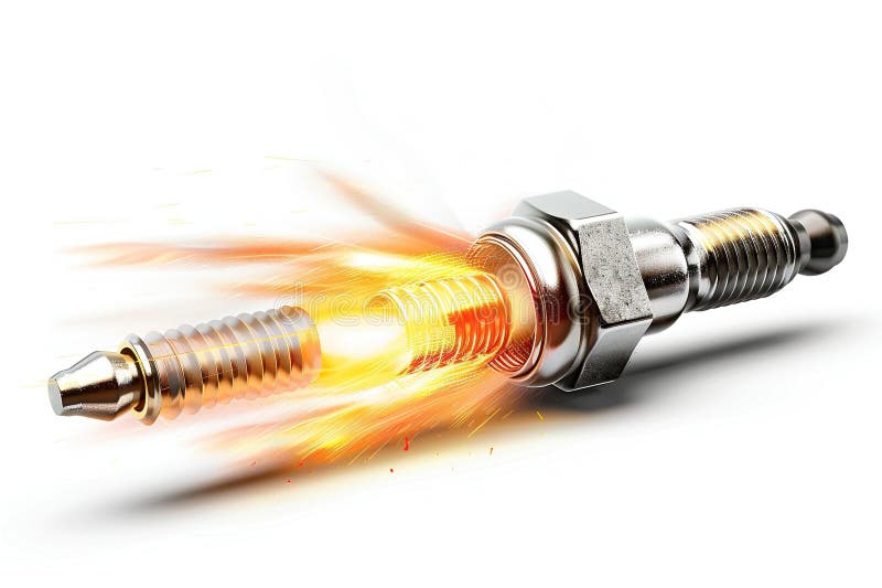 A Spark Plug Igniting on a White Background. Generative AI. Stock ...