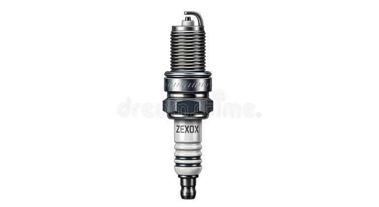 Spark Plug with Metallic Upper Section Featuring a Threaded Design and ...