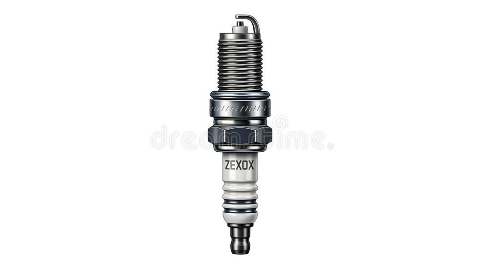 Spark Plug with Metallic Upper Section Featuring a Threaded Design and ...