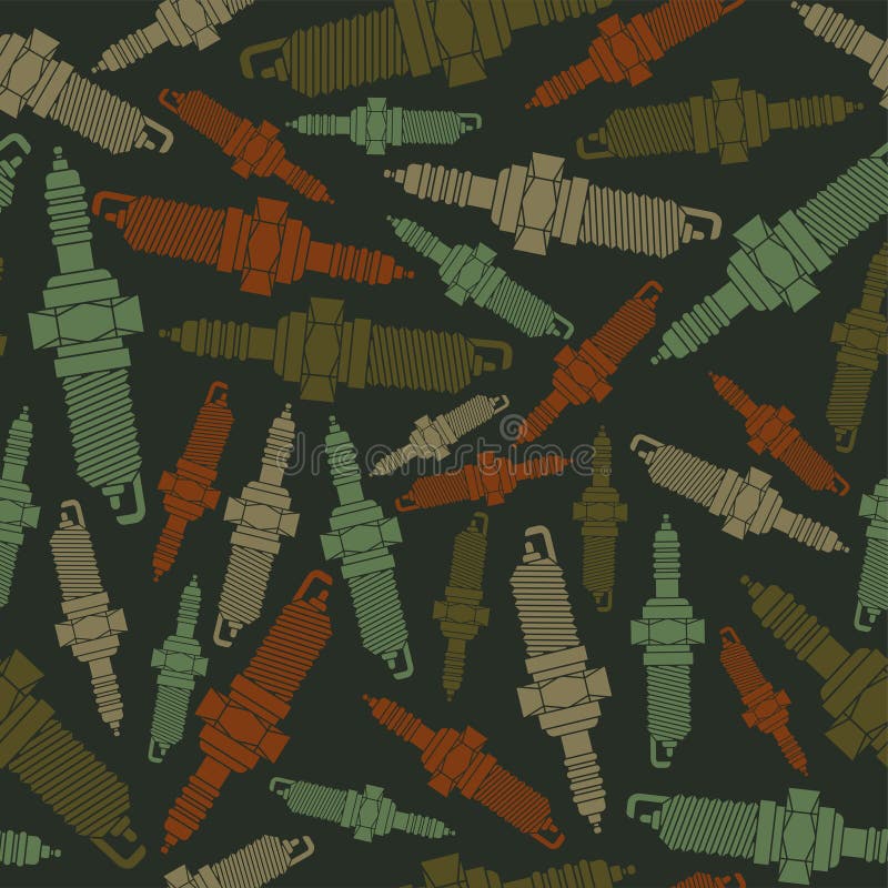 Spark Plug Military Pattern Seamless. Car Accessory Army Background ...