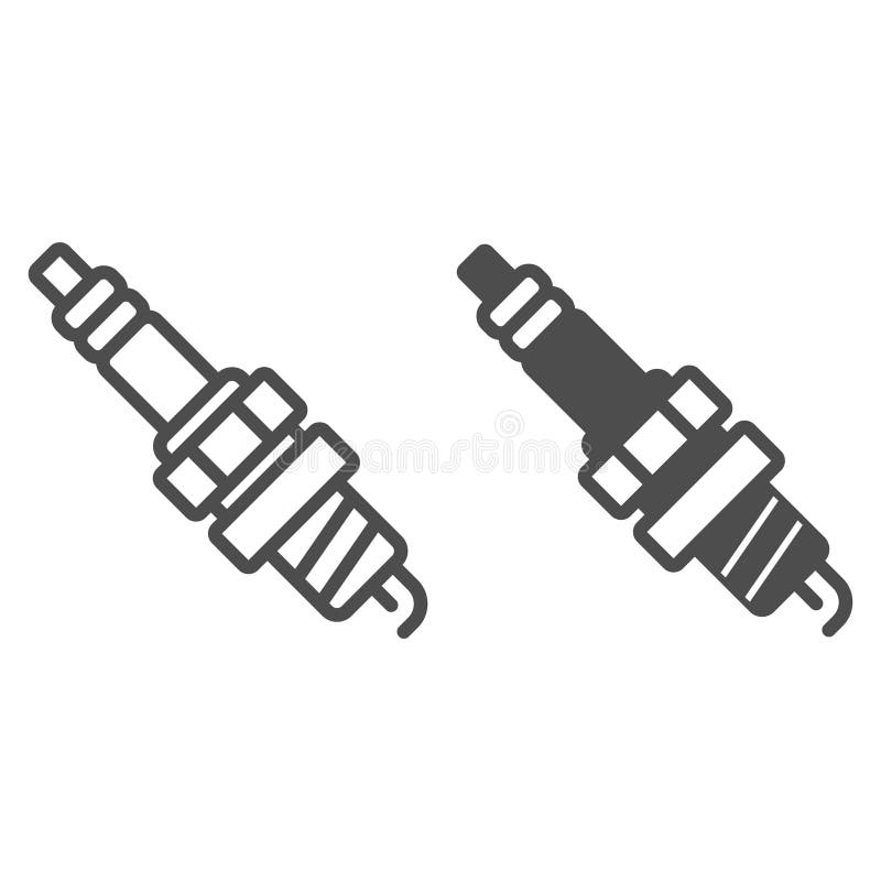 Spark Plug of Motor Engine Line and Solid Icon, Car Service Concept ...