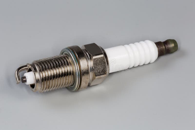 Spark Plug for Petrol Internal Combustion Engine on Gray Background ...