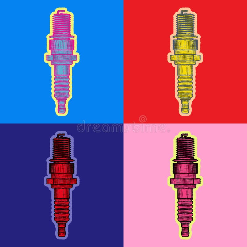 Spark Plug Pop Art Style Andy Warhol Style Vector Stock Vector ...
