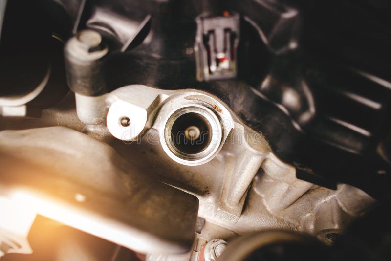 The Spark Plug Socket of a Car Engine without an Ignition Coil Stock ...