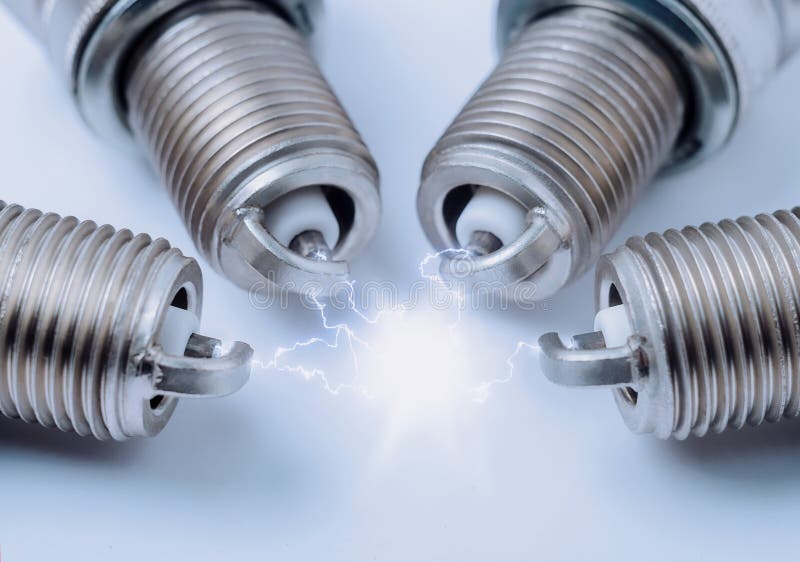 Spark plugs with flash stock photo. Image of spare, spark - 115828068
