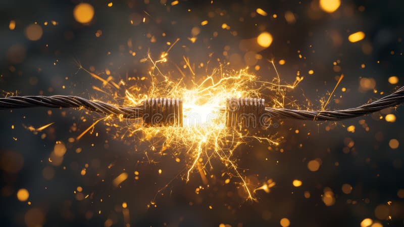 Spark between Two Simple Wires, Representing a Sudden Mental Connection ...