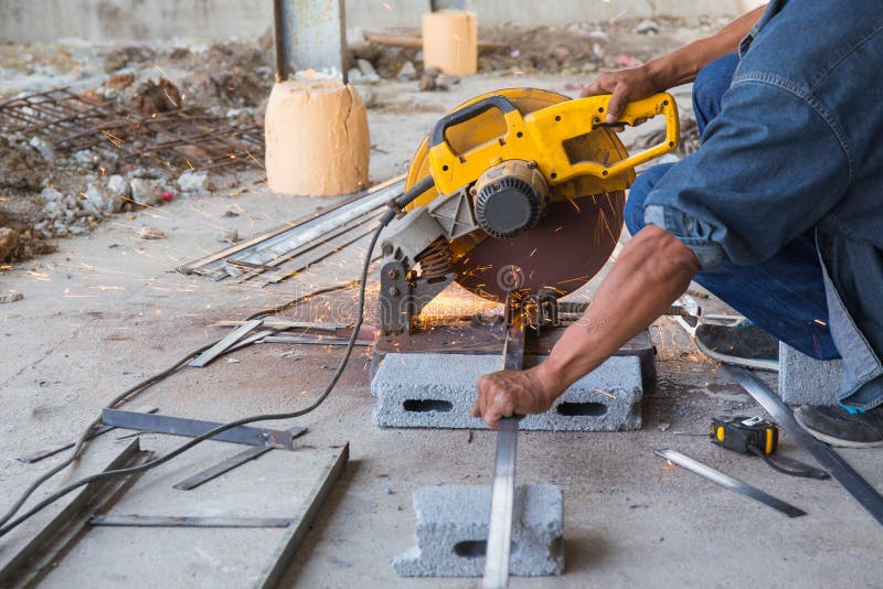 Spark from Worker Cutting Metal by Hacksaw Stock Image - Image of matal ...