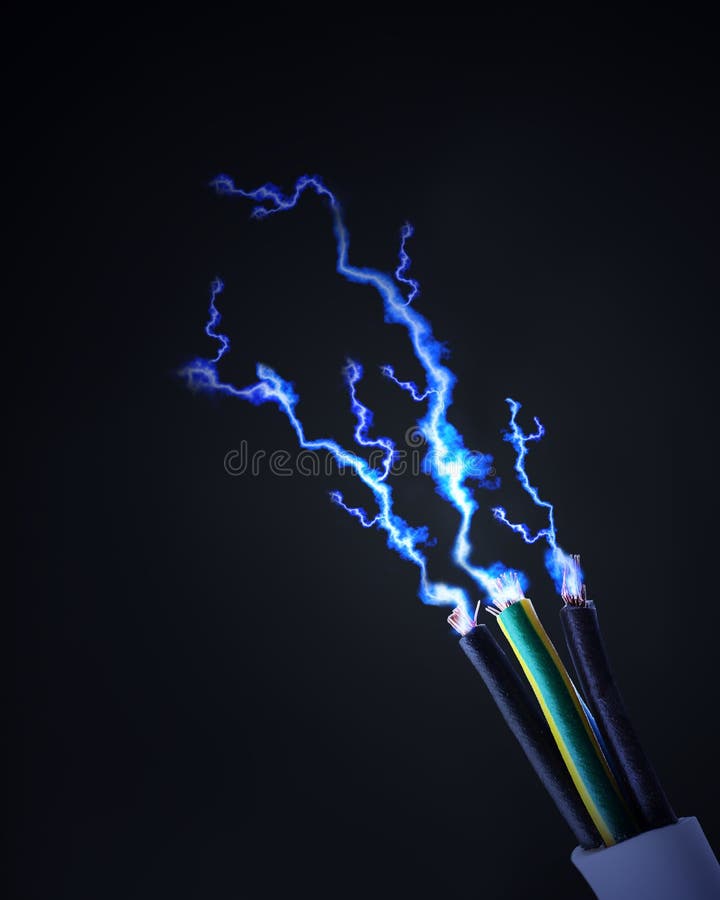 Sparking Cables Against Blurred Electric Cabinet Stock Image - Image of ...